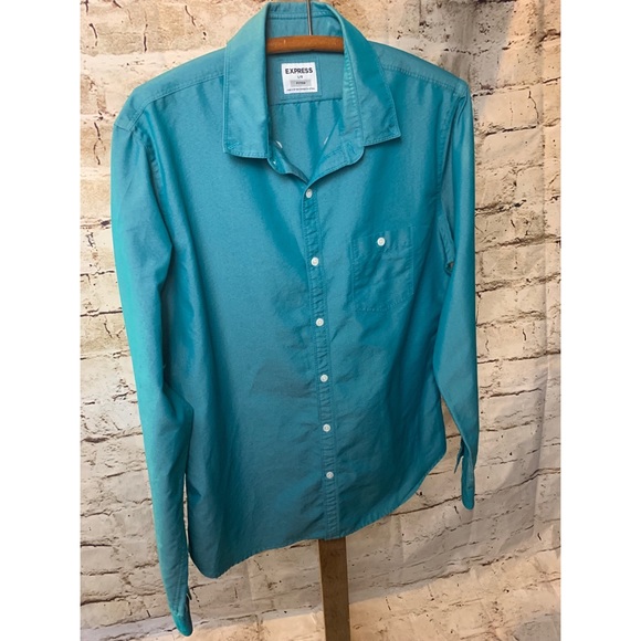 Express | Shirts | Fitted Express Dress Shirt In Turquoise | Poshmark